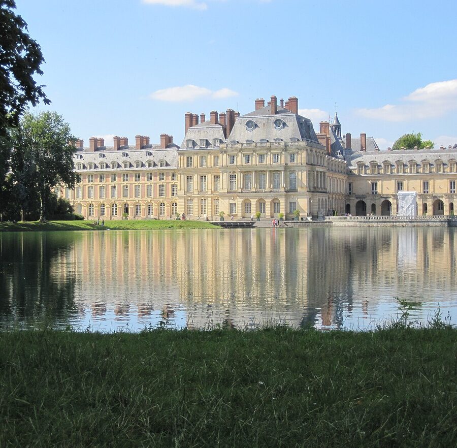 Carp pond and pavilion in the gardens of Fontainebleau