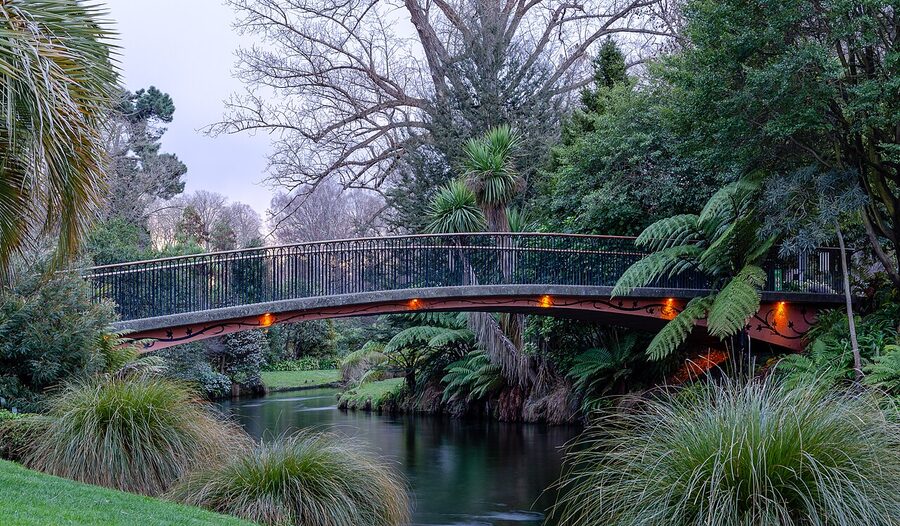 Footbridge into the Christchurch Botanic Gardens