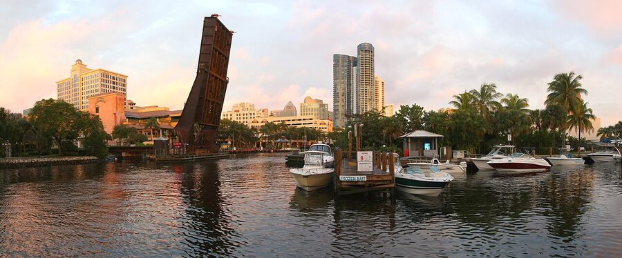 Panorama of the New River and Fort Lauderdale skyline