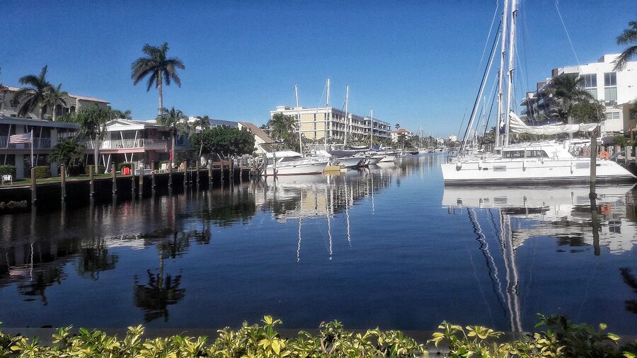Private yachts along a Fort Lauderdale channel