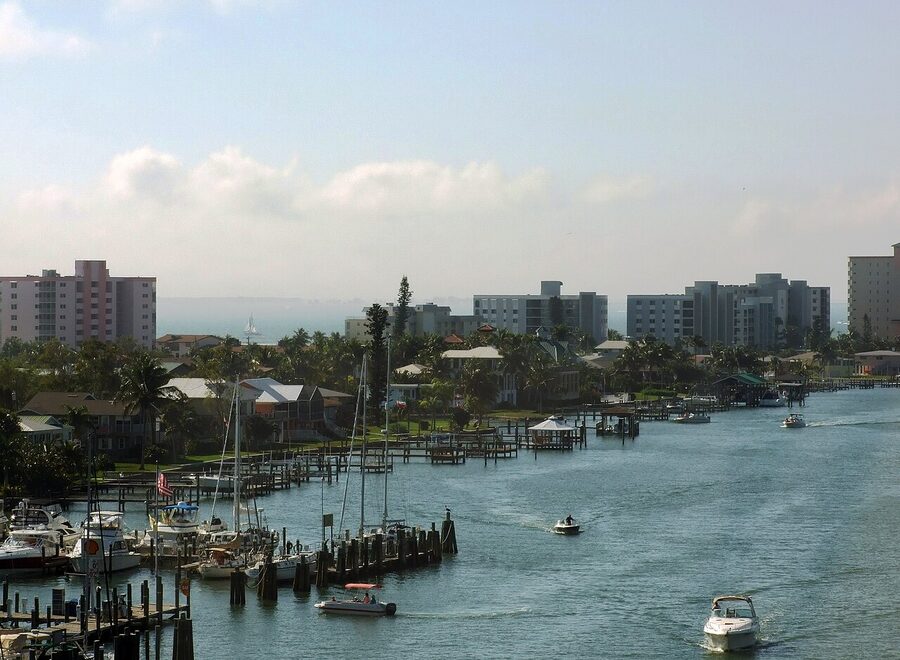 Fort Myers Beach harbor with fishing boats