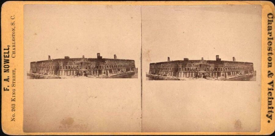 Fort Sumter photographed in 1861 after the bombardment
