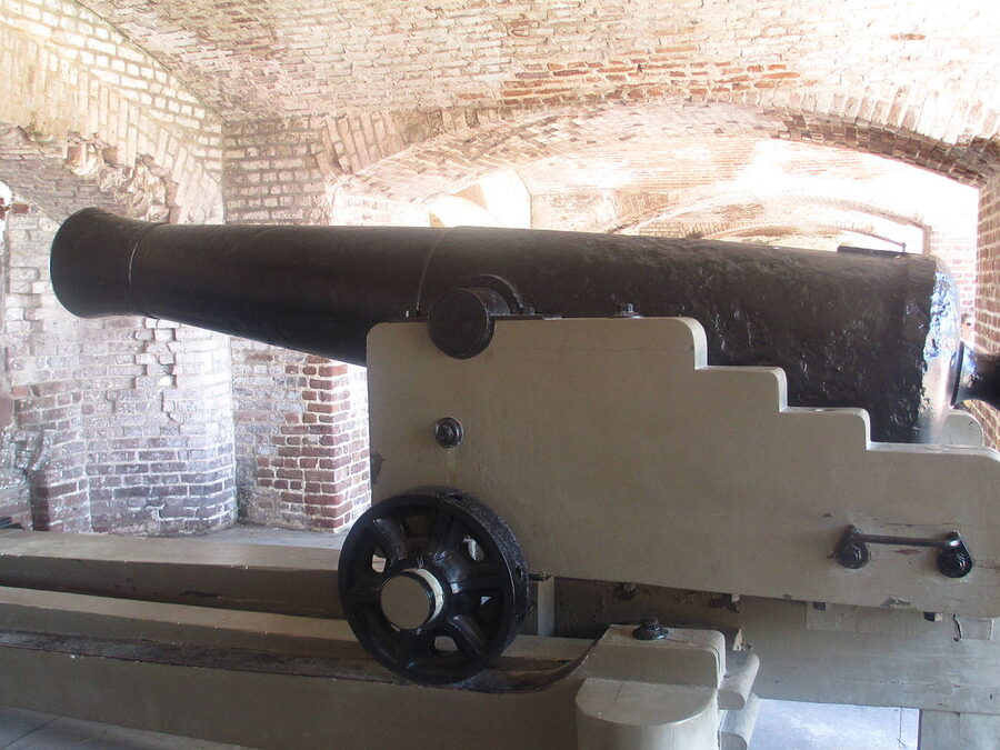 Cannon display on the parade ground at Fort Sumter