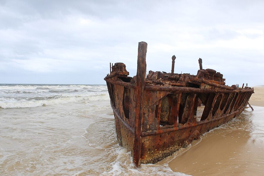 The Maheno wreck bow Fraser Island