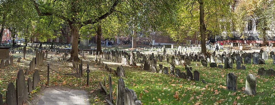 Granary Burying Ground historic gravestones in downtown Boston