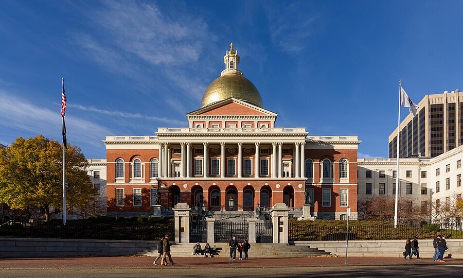 Massachusetts State House with its gilded golden dome in Boston