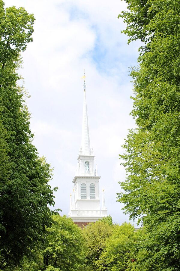 Old North Church white spire rising over Boston's North End