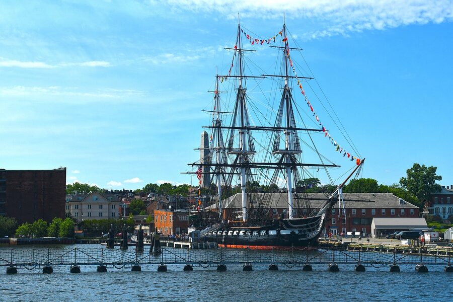 USS Constitution docked in Boston Harbor at Charlestown Navy Yard