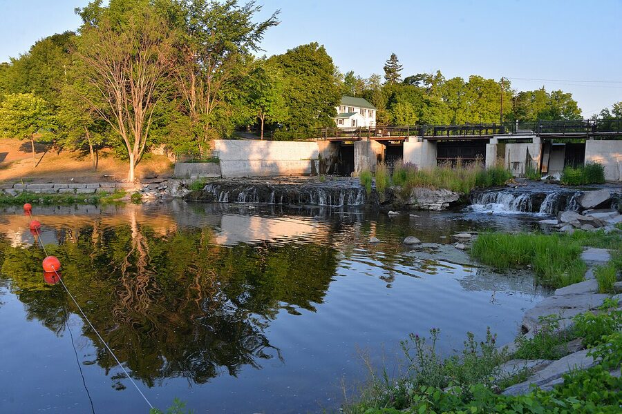 Gananoque River falls in Confederation Park