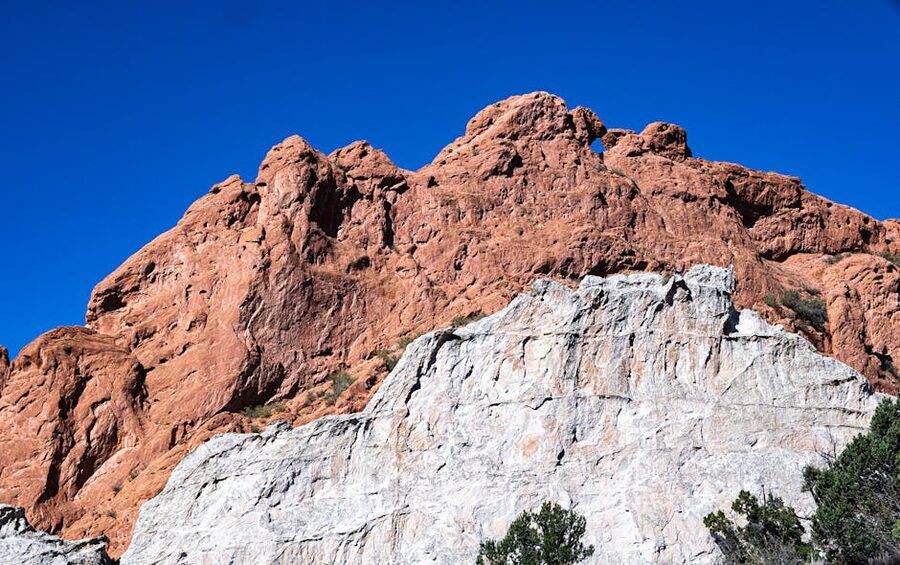 Barren red rock formations at Garden of the Gods