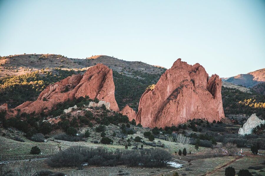 Brown sandstone formations at Garden of the Gods Colorado Springs