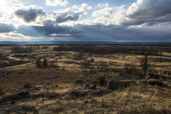 Gettysburg battlefield panorama seen from Little Round Top