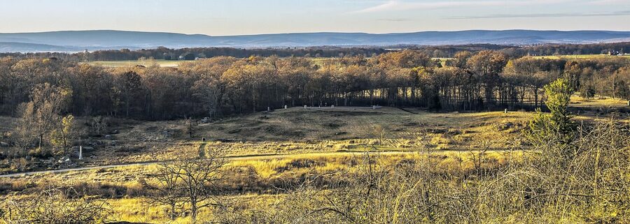 Panoramic view of Gettysburg battlefield landscape