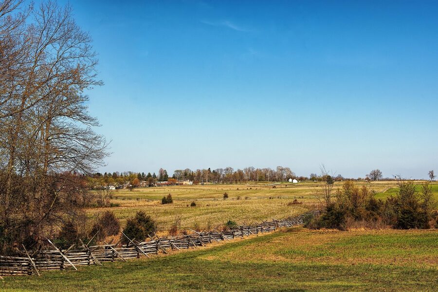 Gettysburg battlefield open field in warm light