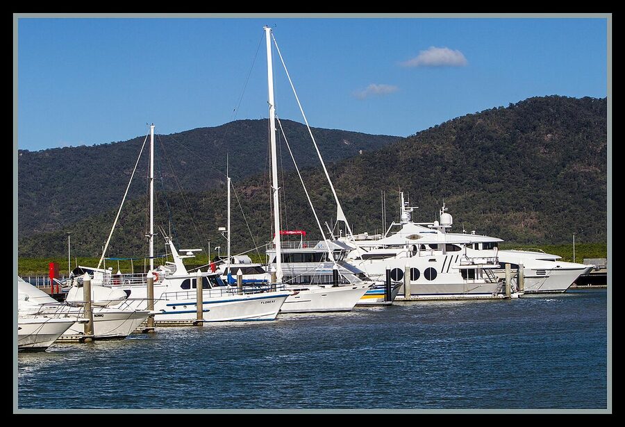 Cairns Marina with reef boats moored ready for departure