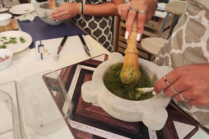 Genoese Pesto Lesson with Mortar, Pasta Tasting and Local Wine - The Value and Who It’s Best For