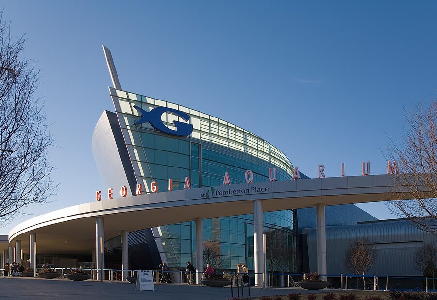 Exterior of the Georgia Aquarium in downtown Atlanta
