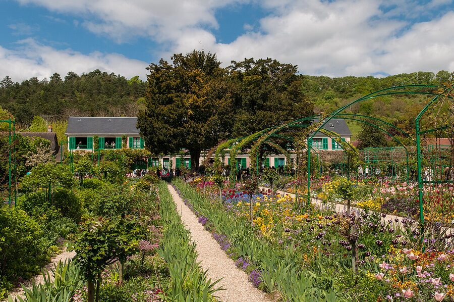 Monet's house and garden in spring with blooms Giverny
