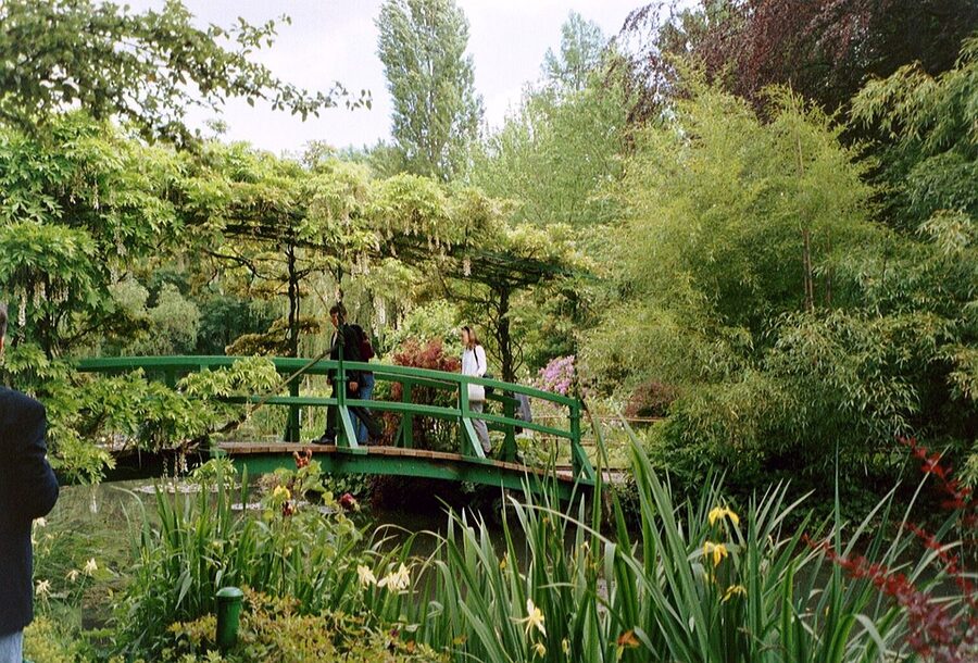 Japanese bridge with wisteria at Monet's water garden Giverny