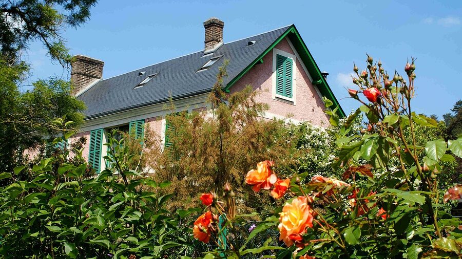 Monet's house with roses garden at Giverny France