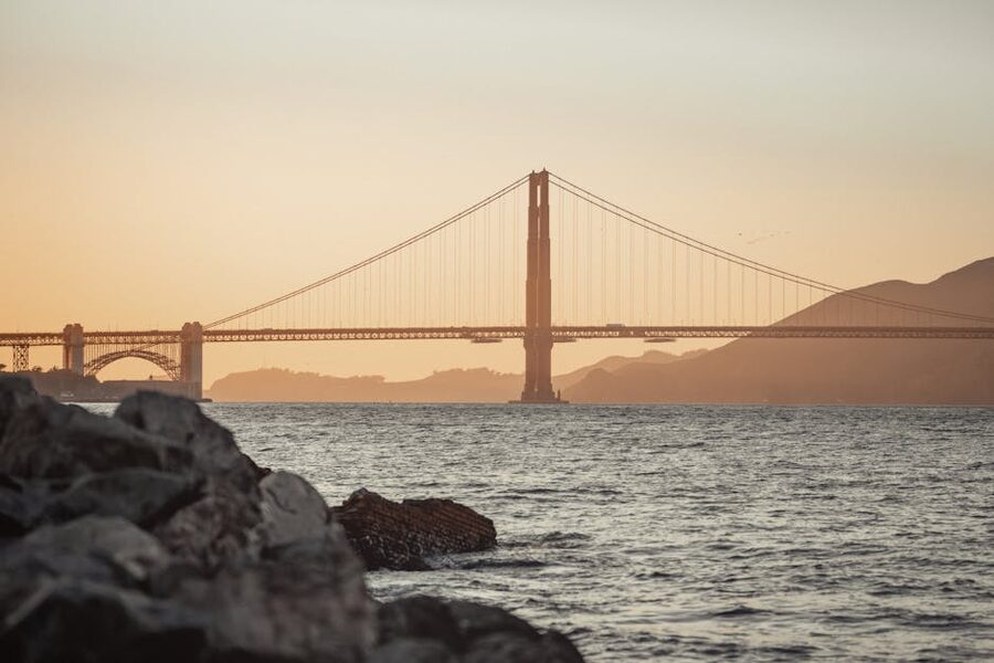 Golden Gate Bridge at sunset, San Francisco