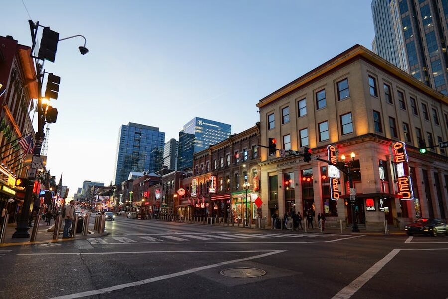 Broadway Nashville neon signs at night