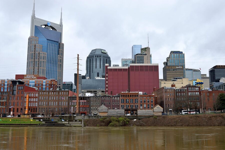 Nashville skyline over the Cumberland River