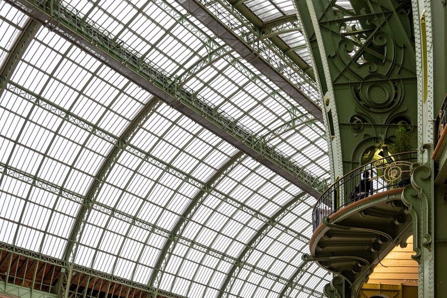 Grand Palais Paris interior architecture detail with arches and ironwork