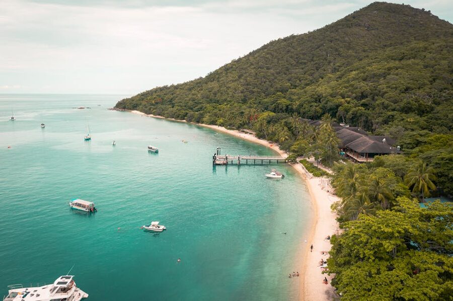 Aerial view of Fitzroy Island near Cairns