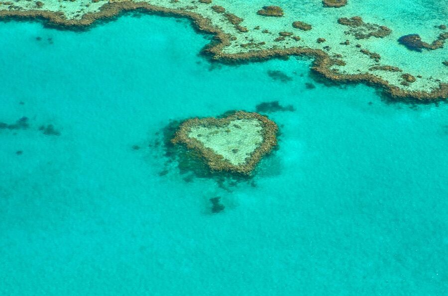 Heart-shaped coral reef Australia