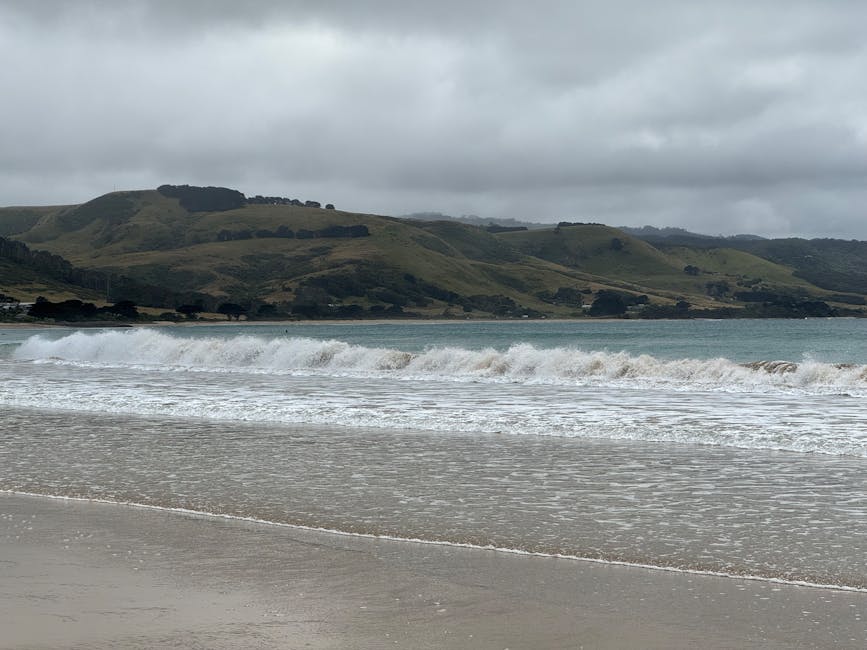 Apollo Bay beach with hills in the background Victoria Australia