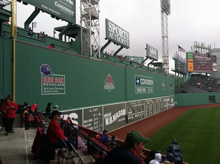 Green Monster wall at Fenway Park Boston