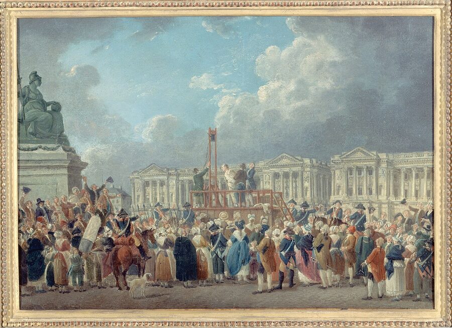 A guillotine execution at Place de la Revolution, painting by Pierre-Antoine Demachy