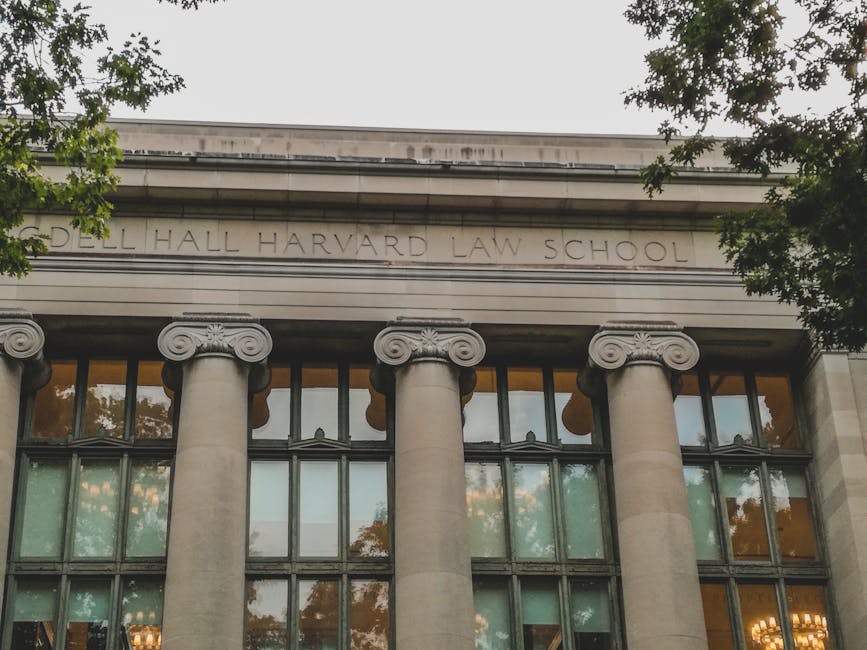 Harvard Law School classical columns facade