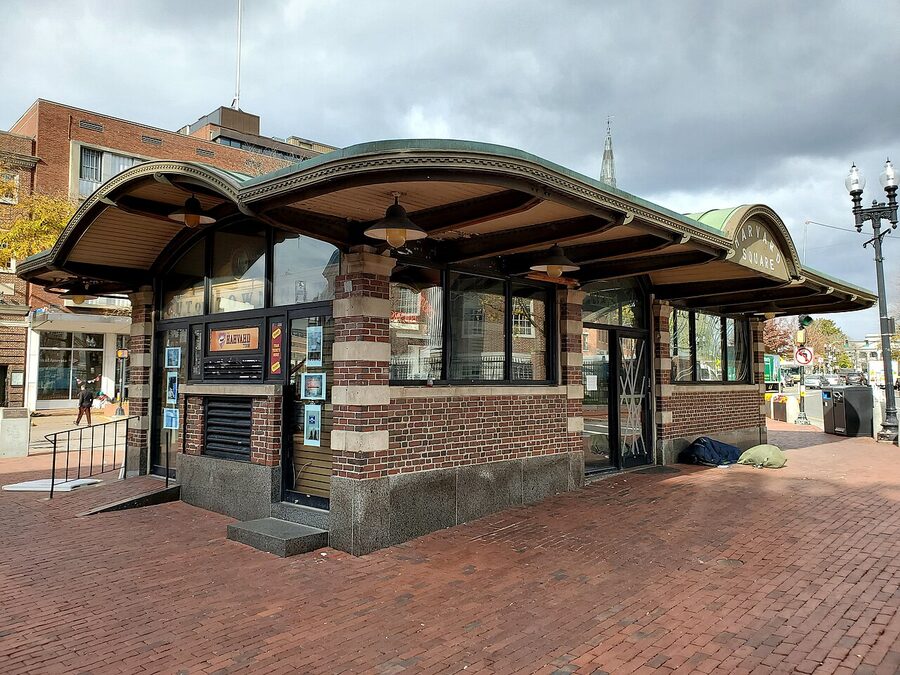 Harvard Square MBTA Red Line subway kiosk entrance