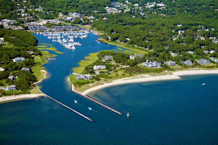 Aerial view of Harwich Harbor Cape Cod