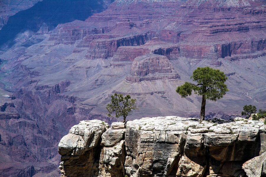 Colorado River at bottom of Grand Canyon with canyon walls