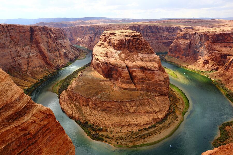 Horseshoe Bend on the Colorado River aerial view
