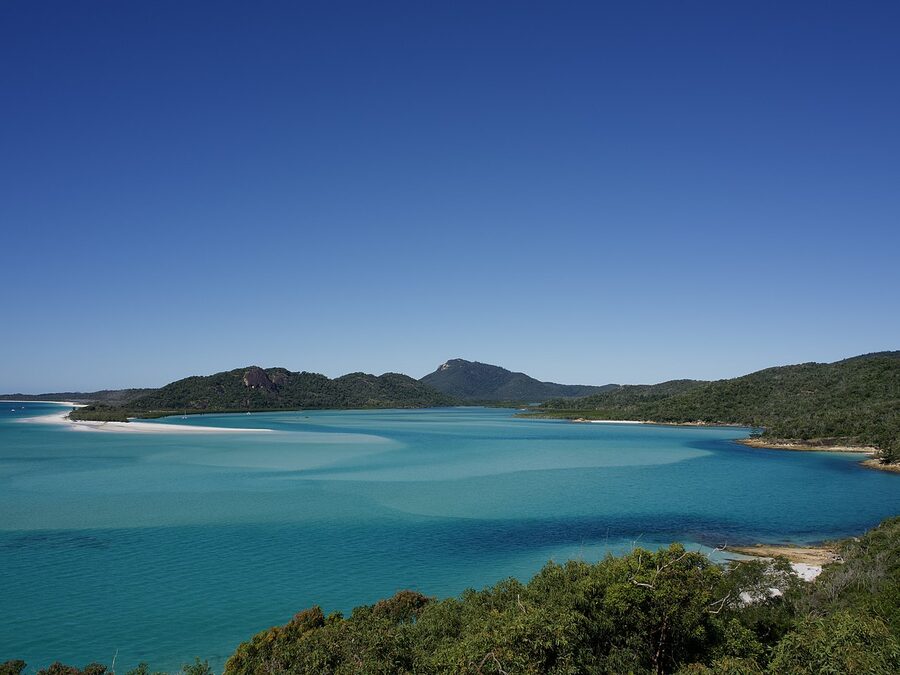 Mid-tide swirling sand and water at Hill Inlet