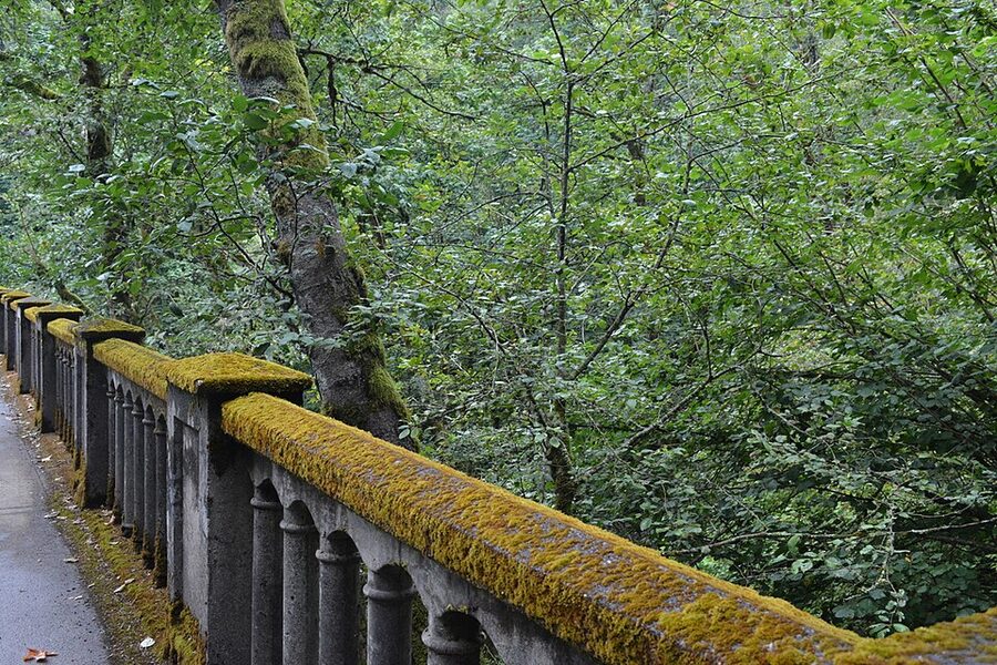 Historic Columbia River Highway stone bridge near Latourell Falls