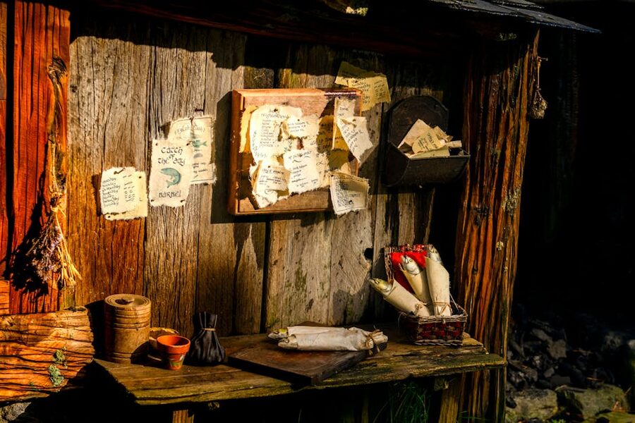 Hobbiton rustic scrolls and notes detail