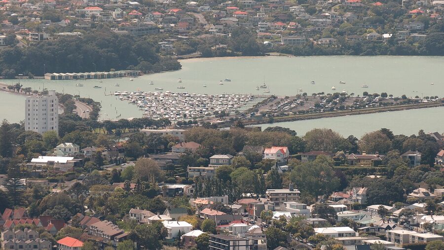 Hobson Bay view from Sky Tower Auckland