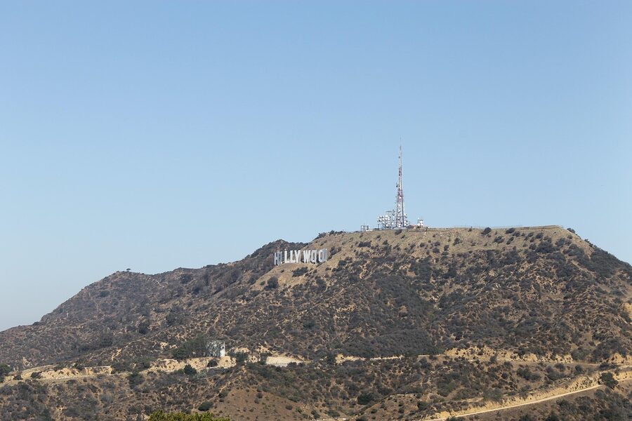 Hollywood Hills panorama showing winding roads and homes