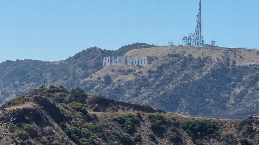 Hollywood Sign in morning light on the Los Angeles hillside