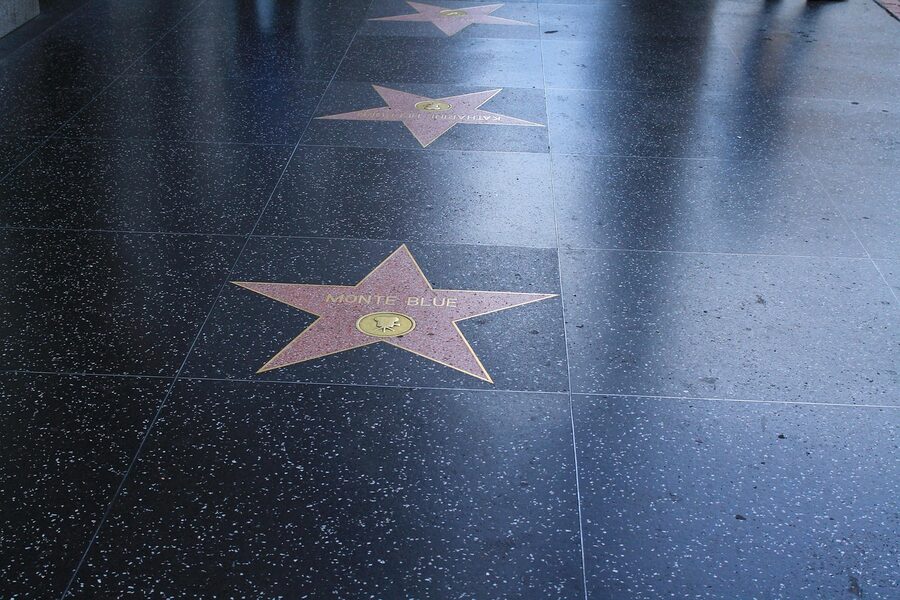 Hollywood Walk of Fame stars on the sidewalk in Los Angeles