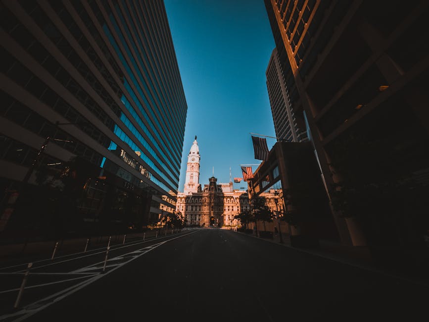 Old Philadelphia house beside modern skyscrapers