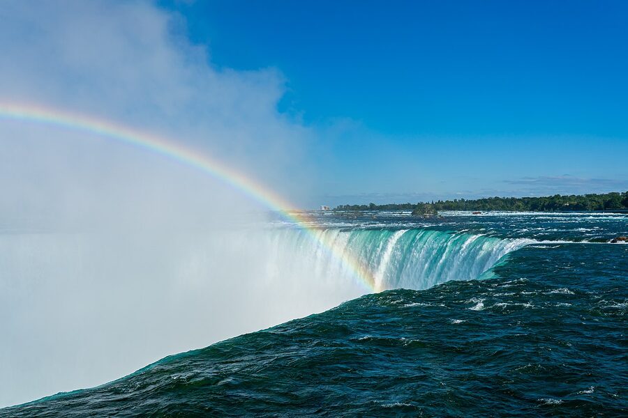 Rainbow arcing above Horseshoe Falls Niagara