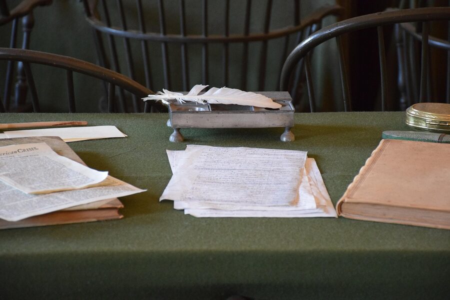 Signing desk in the Assembly Room at Independence Hall