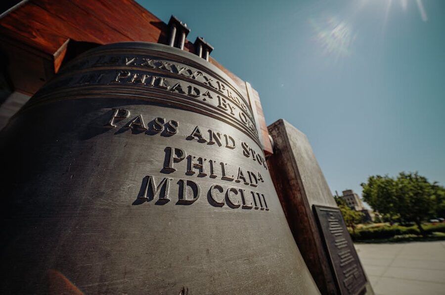 Pass and Stow Liberty Bell monument on Philadelphia street