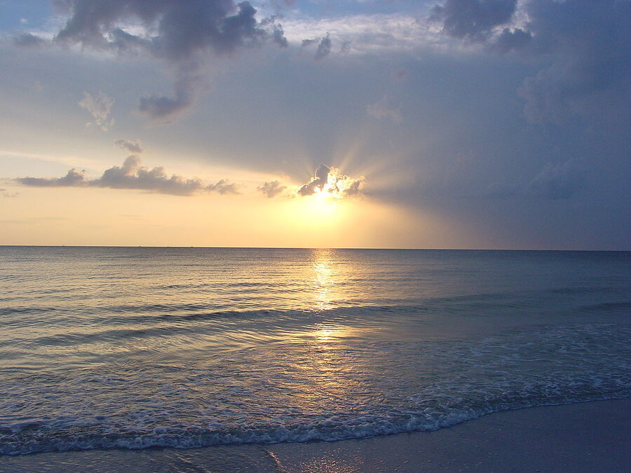 North Beach at Fort De Soto Park at sunset, one of the main launch areas